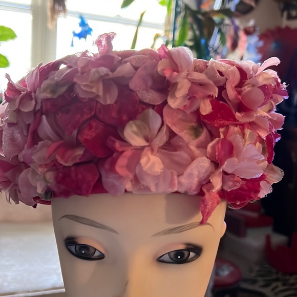 Accessories | Deep Bomb Pink Flower Vintage Hat | Poshmark